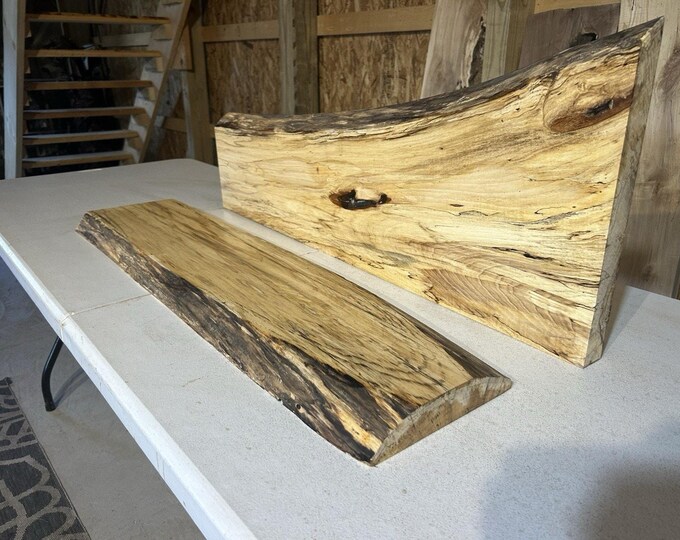 Wormy Spalted Hickory Live Edge Wood Slabs: DIY Shelves - 2 Pack - Etsy