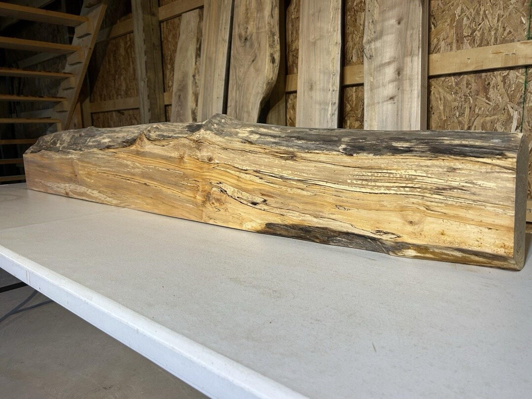 Spalted Maple Fireplace Mantel Beam: Curly Wood, Live Edge, 78 Inch - Etsy