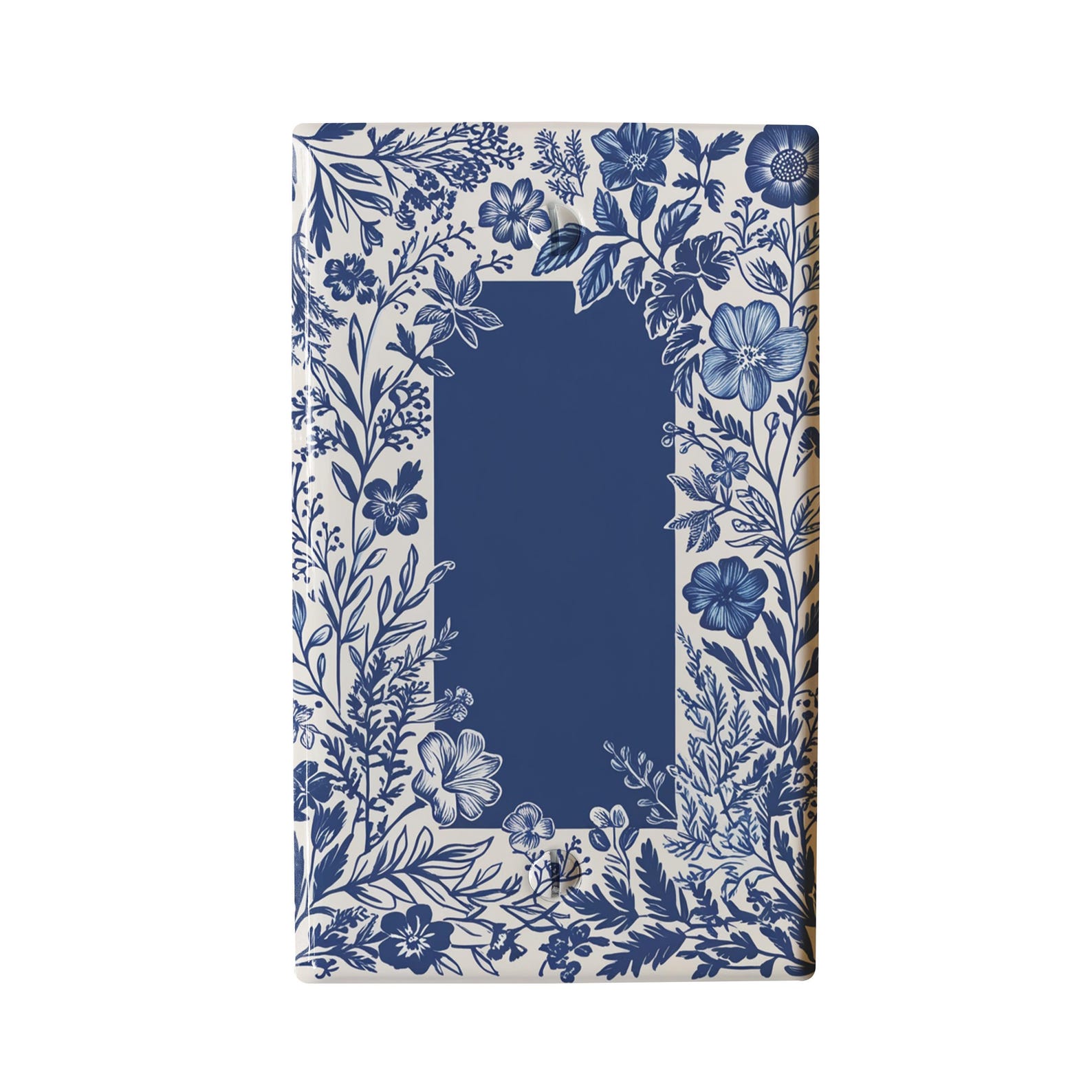 Indigo Blue Wildflower Metal Light Switch Cover, Vintage Woodblock ...