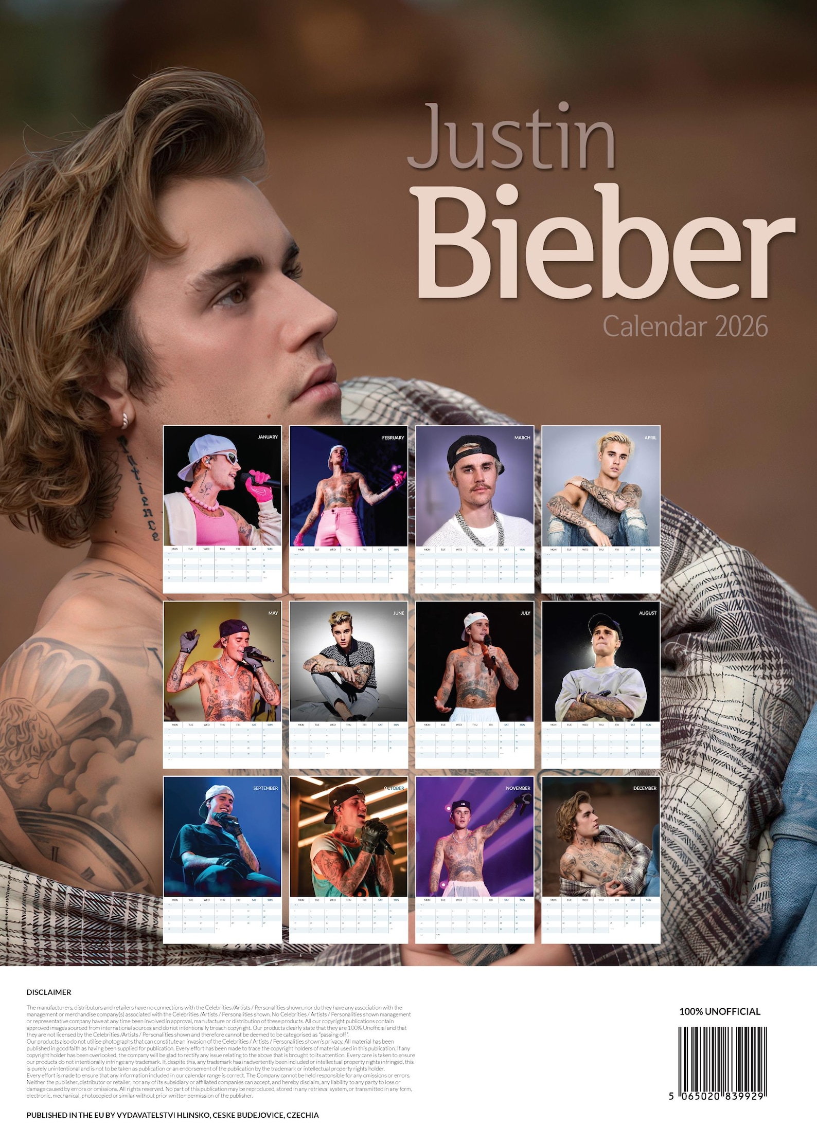 Justin Bieber 2026 A3 Calendar - Etsy UK