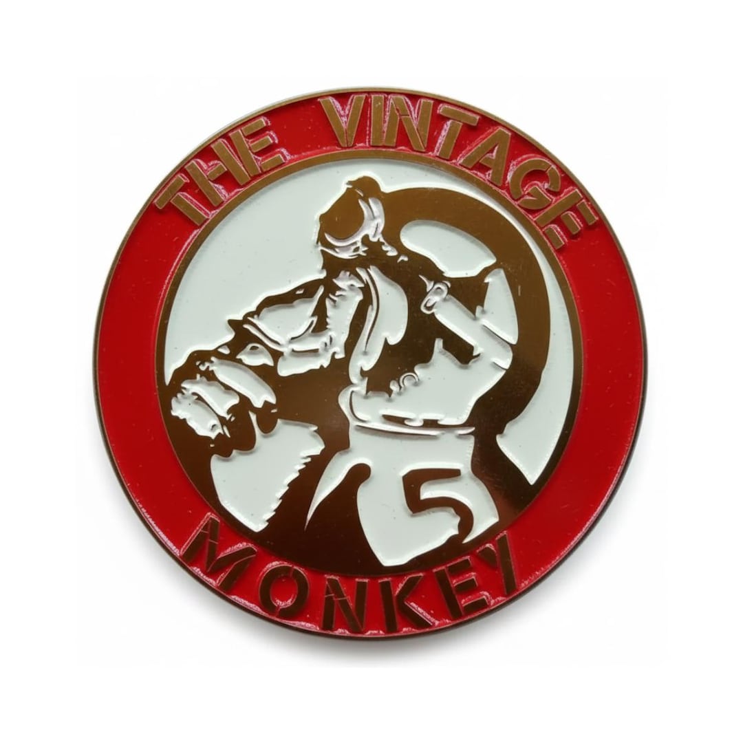 Vintage Monkey Motorcycle Emblem – Alloy Metal, Red & White Enamel - Etsy