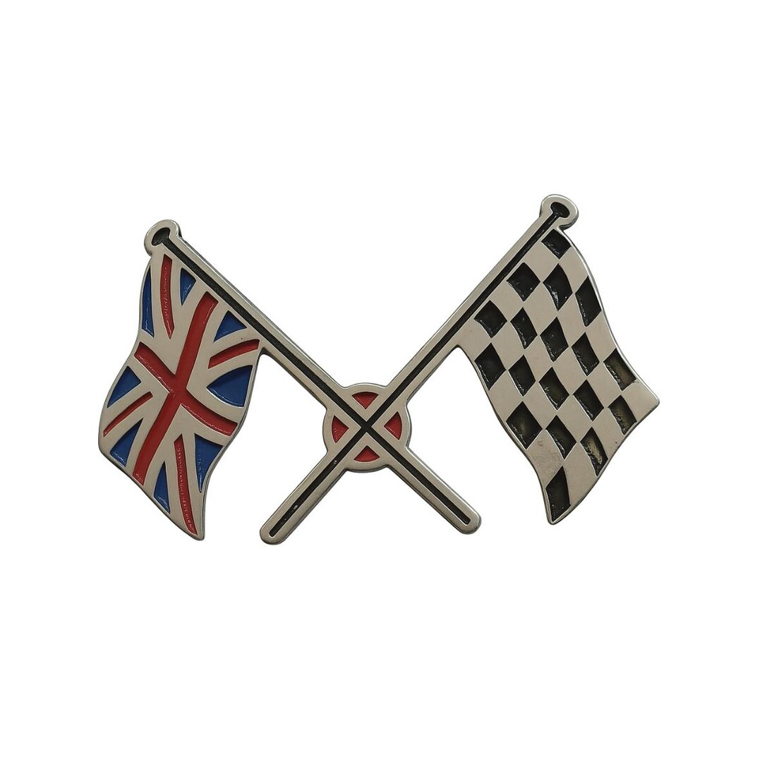 Vintage Crossed Union Jack & Racing Flag Car Badge – Classic British ...
