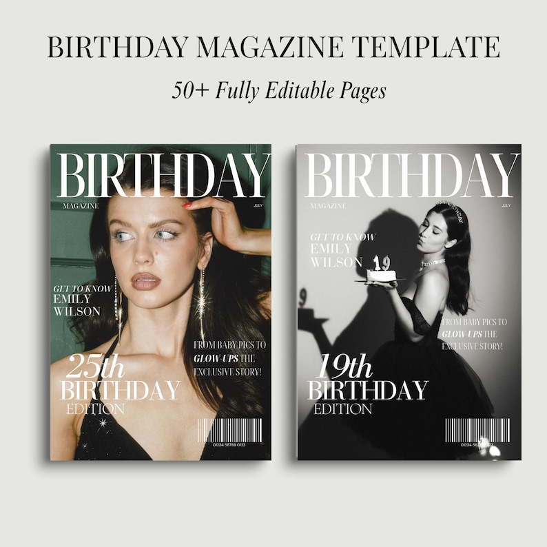 Editable Birthday Magazine Template for Canva, Custom Fashion Magazine ...