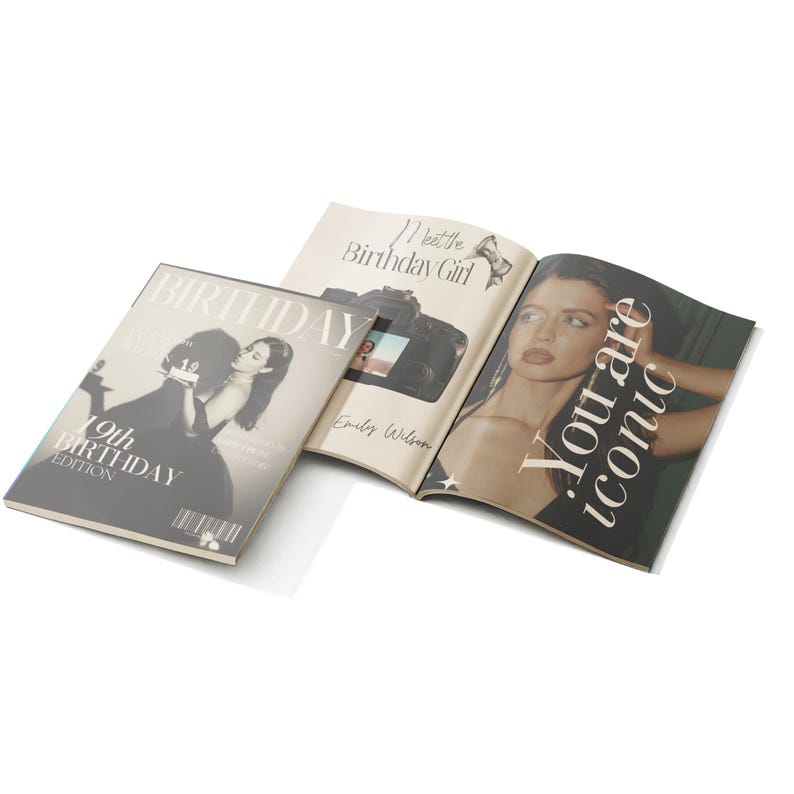 Editable Birthday Magazine Template for Canva, Custom Fashion Magazine ...