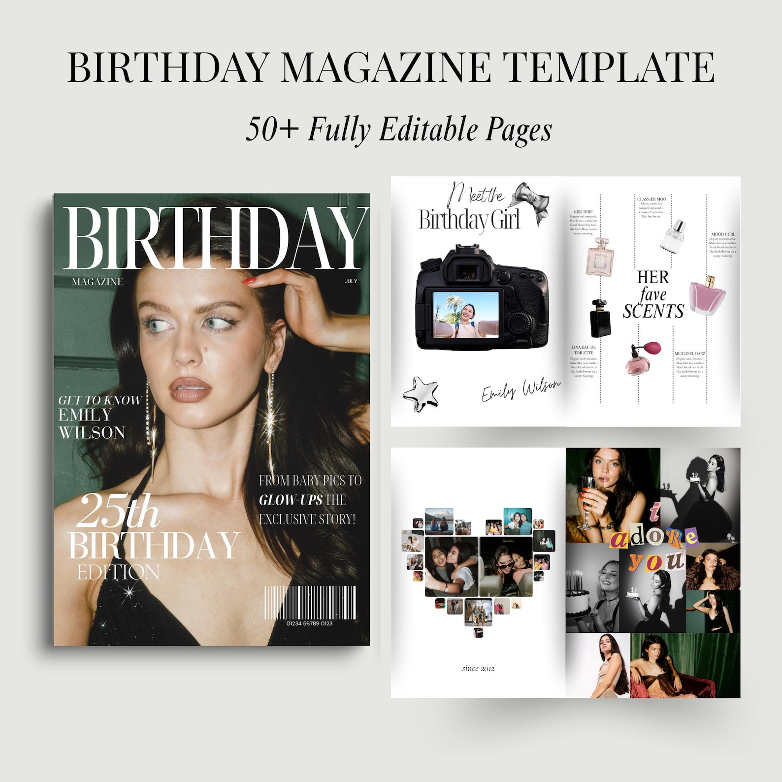 Editable Birthday Magazine Template for Canva, Custom Fashion Magazine ...