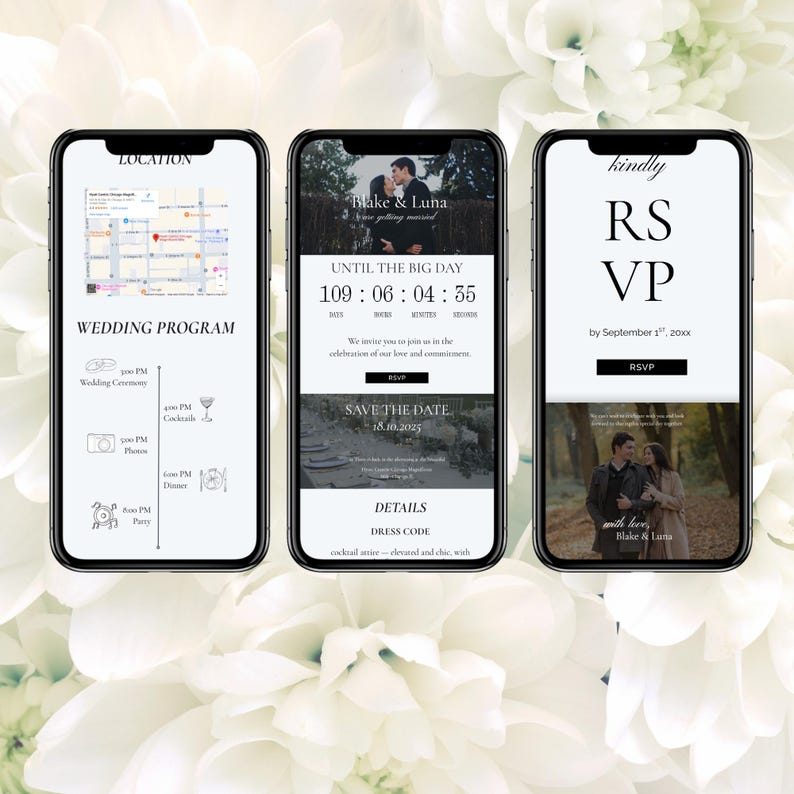 Simple Digital Wedding Invitation Template, Editable Modern Canva ...
