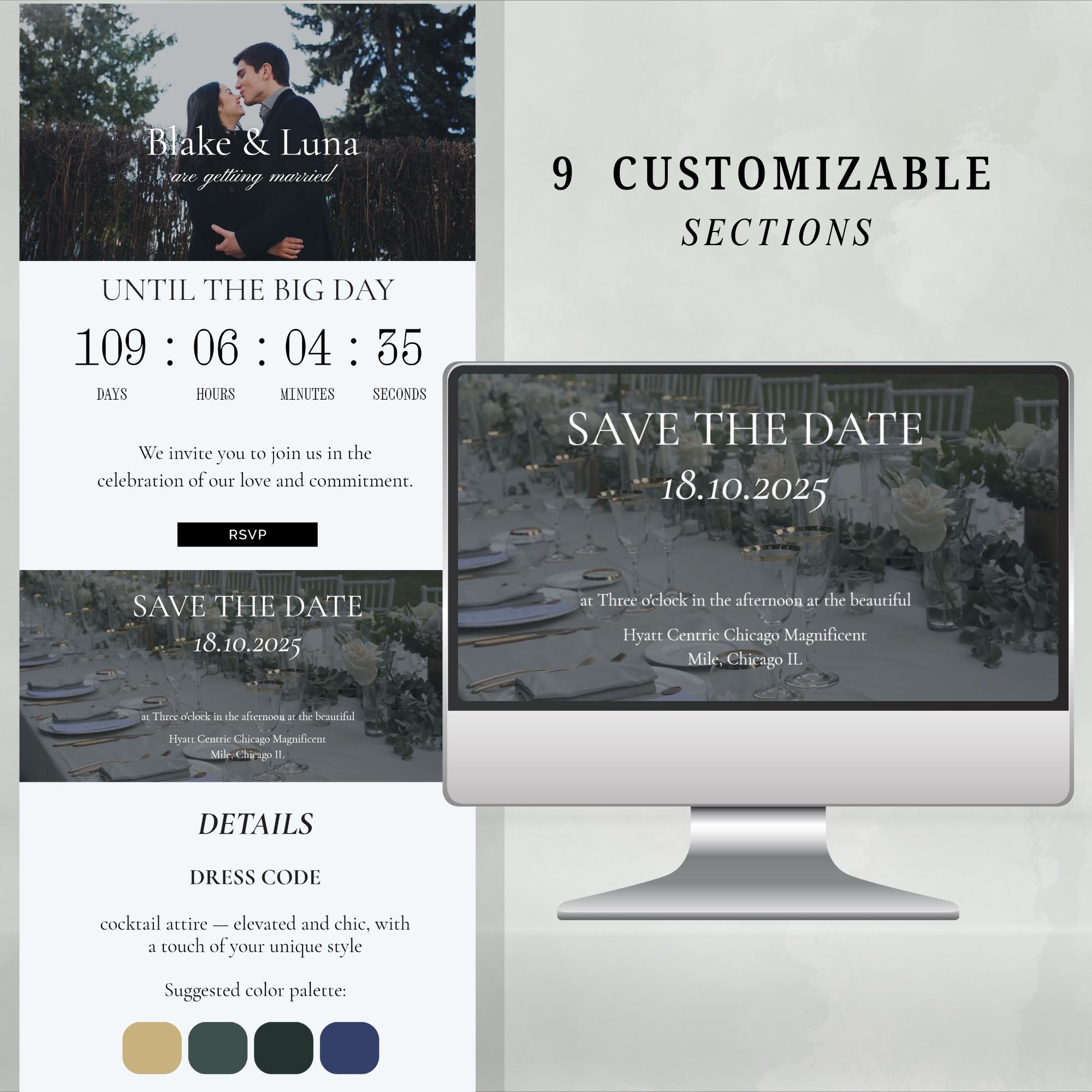 Simple Digital Wedding Invitation Template, Editable Modern Canva ...