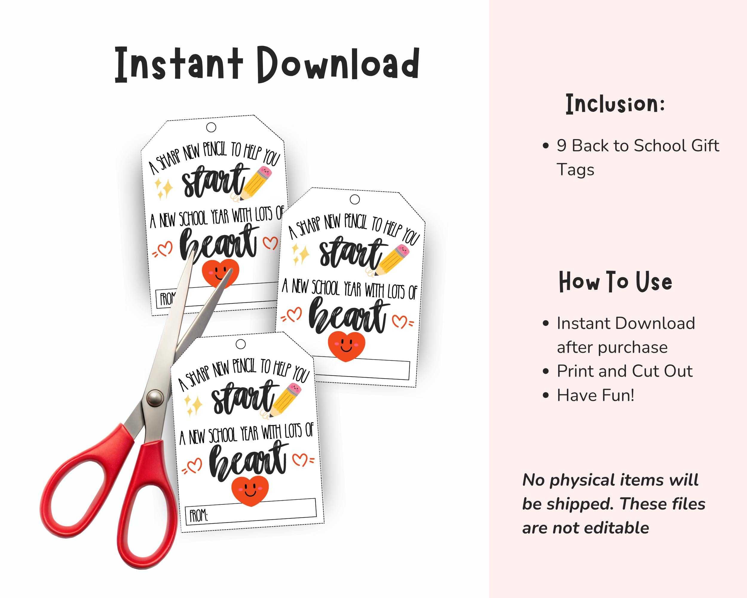 Back to School Printable Gift Tag for Students | Pencil Gift Tag From ...