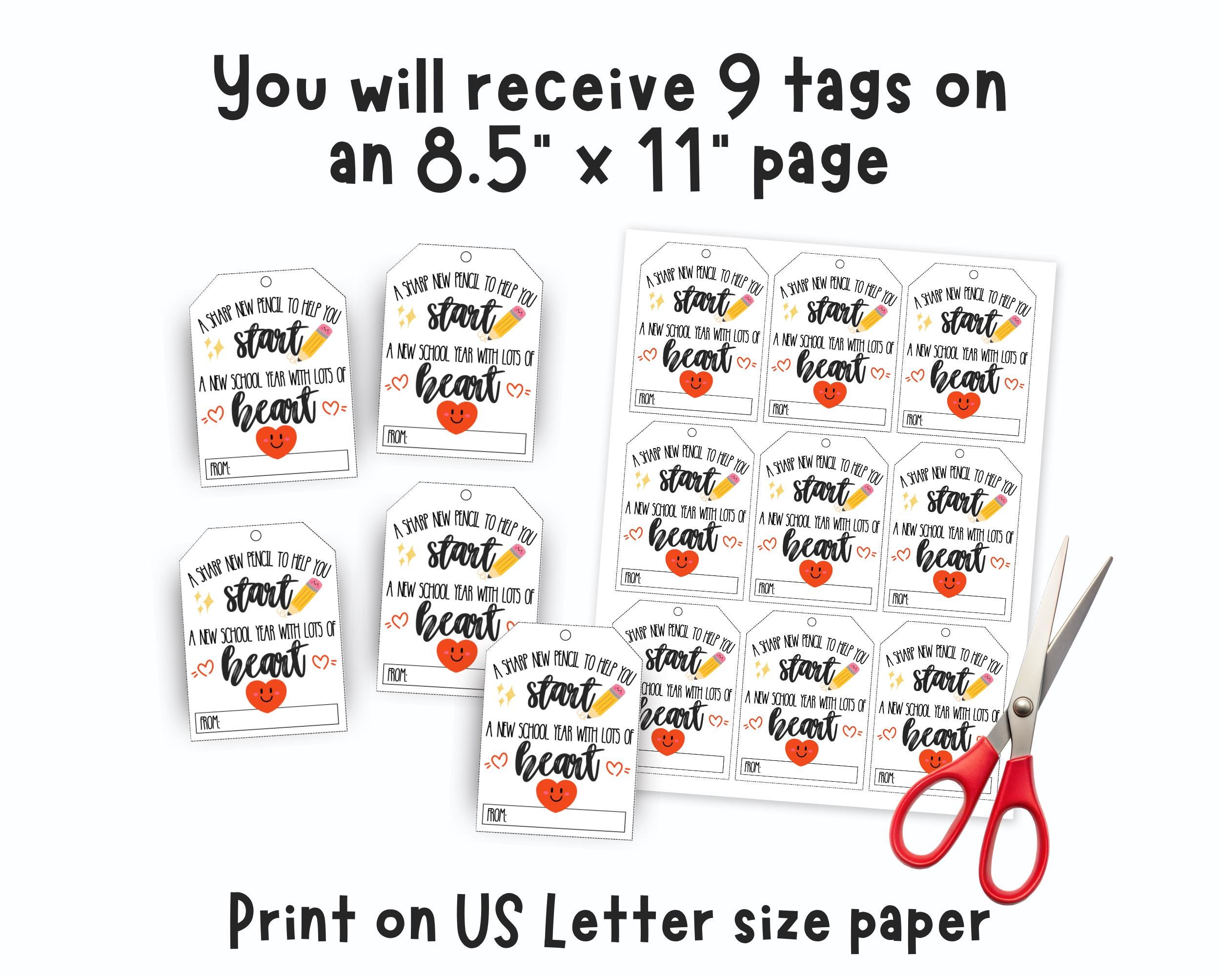 Back to School Printable Gift Tag for Students | Pencil Gift Tag From ...