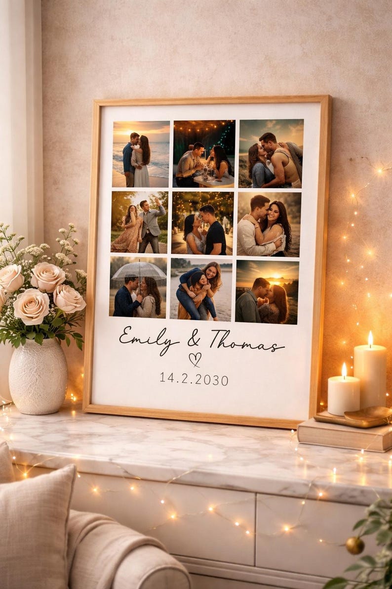Personalized Photo Collage Print | Valentine's Day Gift, Custom Names ...