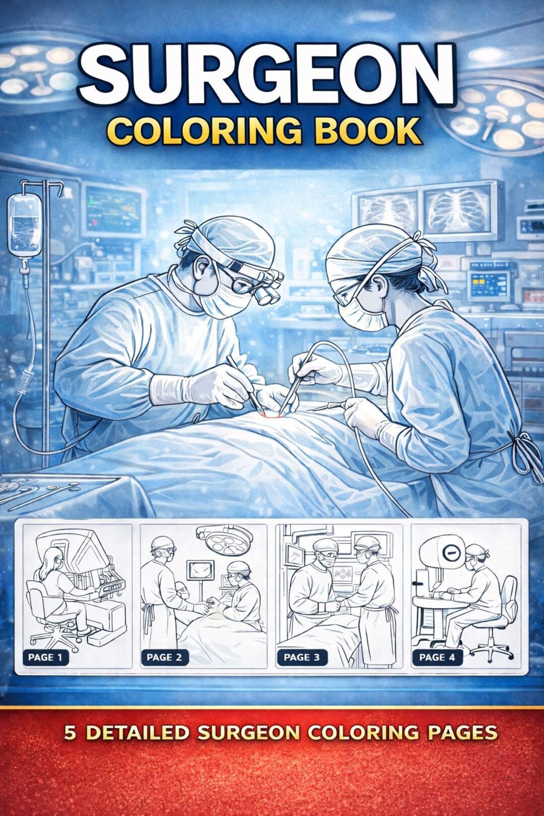 Surgeon Coloring Pages – 5-page Medical Art (digital Download) - Etsy