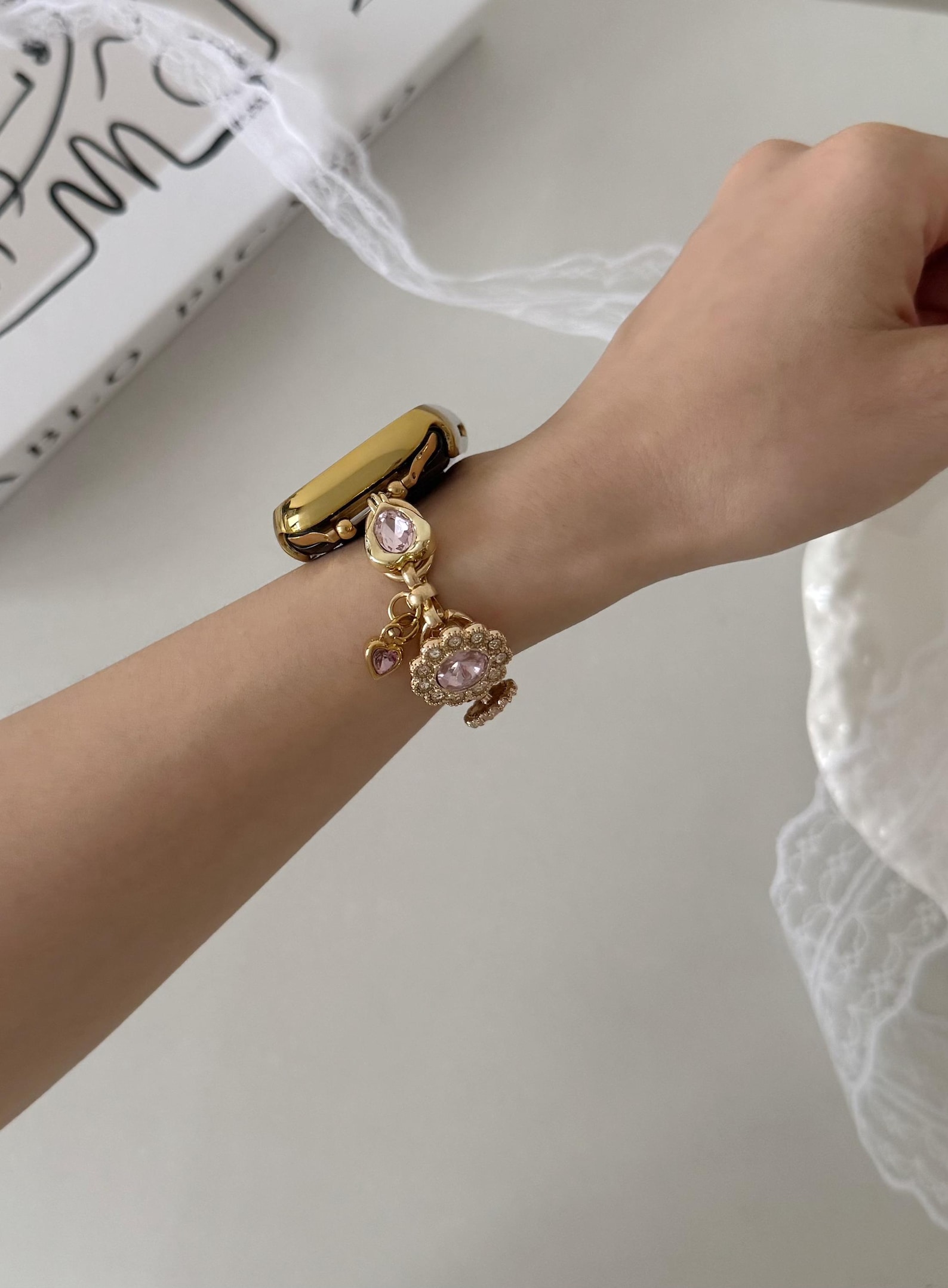 Gold-plated Watch Strap Compatible With Apple Watch,vintage Watch Band Fits Apple Watch,charm ...