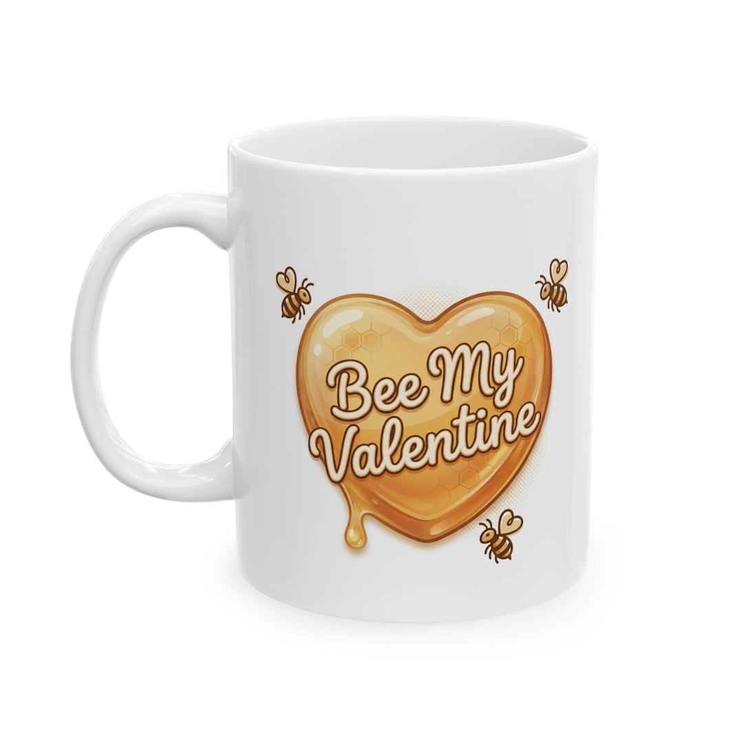 Honey Bee Heart Illustration Mug | Ceramic Coffee Cup, Valentine's Day ...
