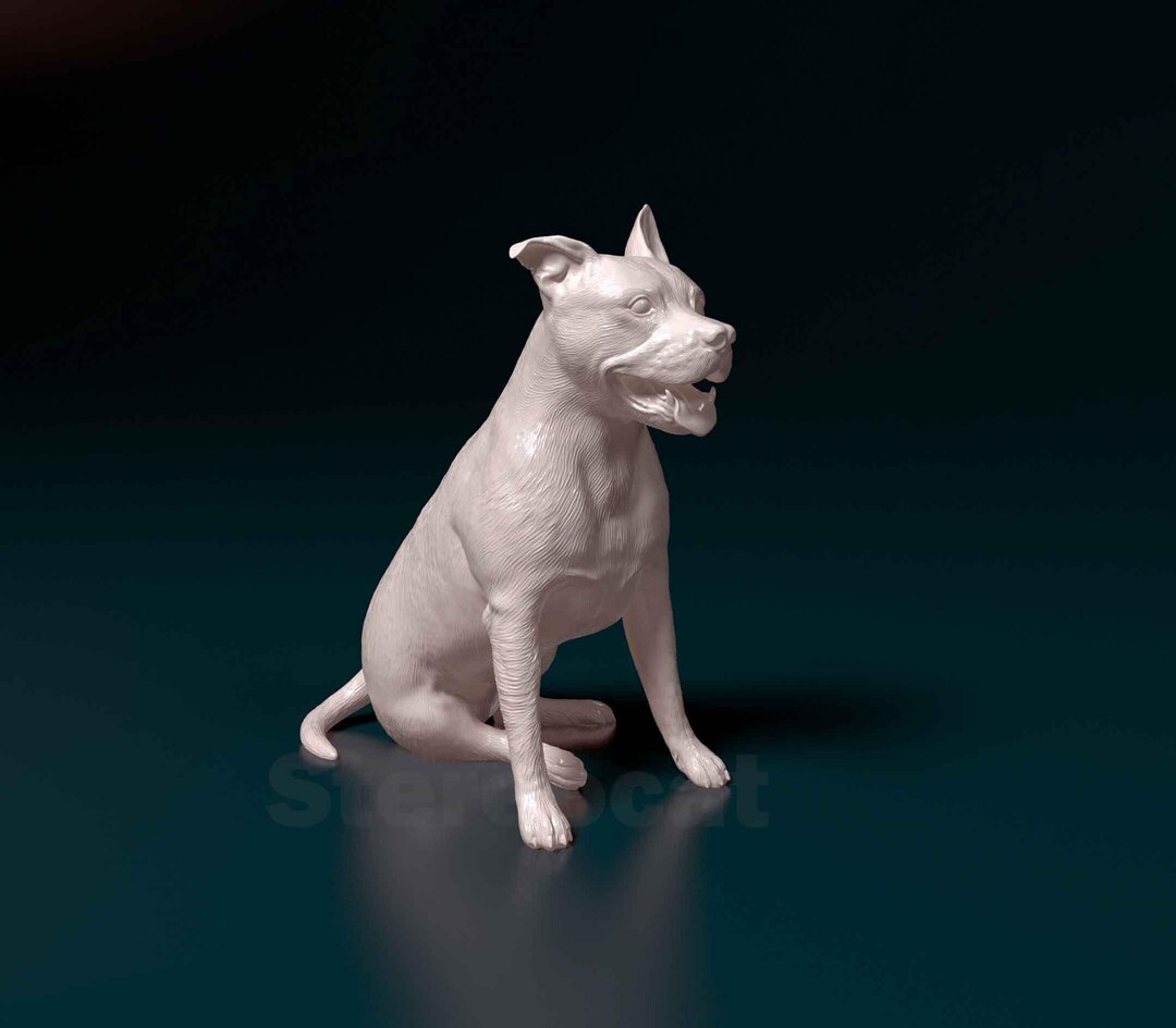 Staffordshire Terrier Minimalist Dog Statue – Paintable Dog Figurine ...