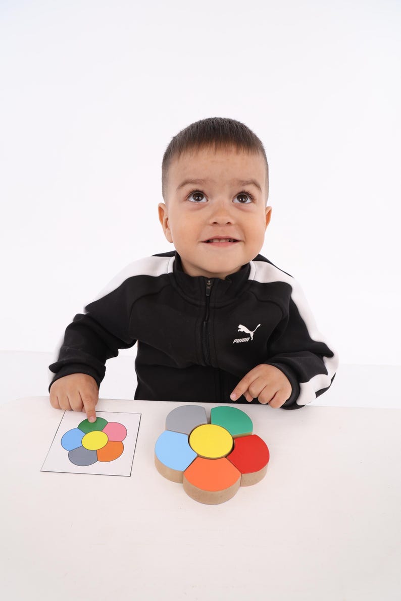 Wooden Puzzle Montessori Flower Color Sorting Toy for Toddlers Fine ...