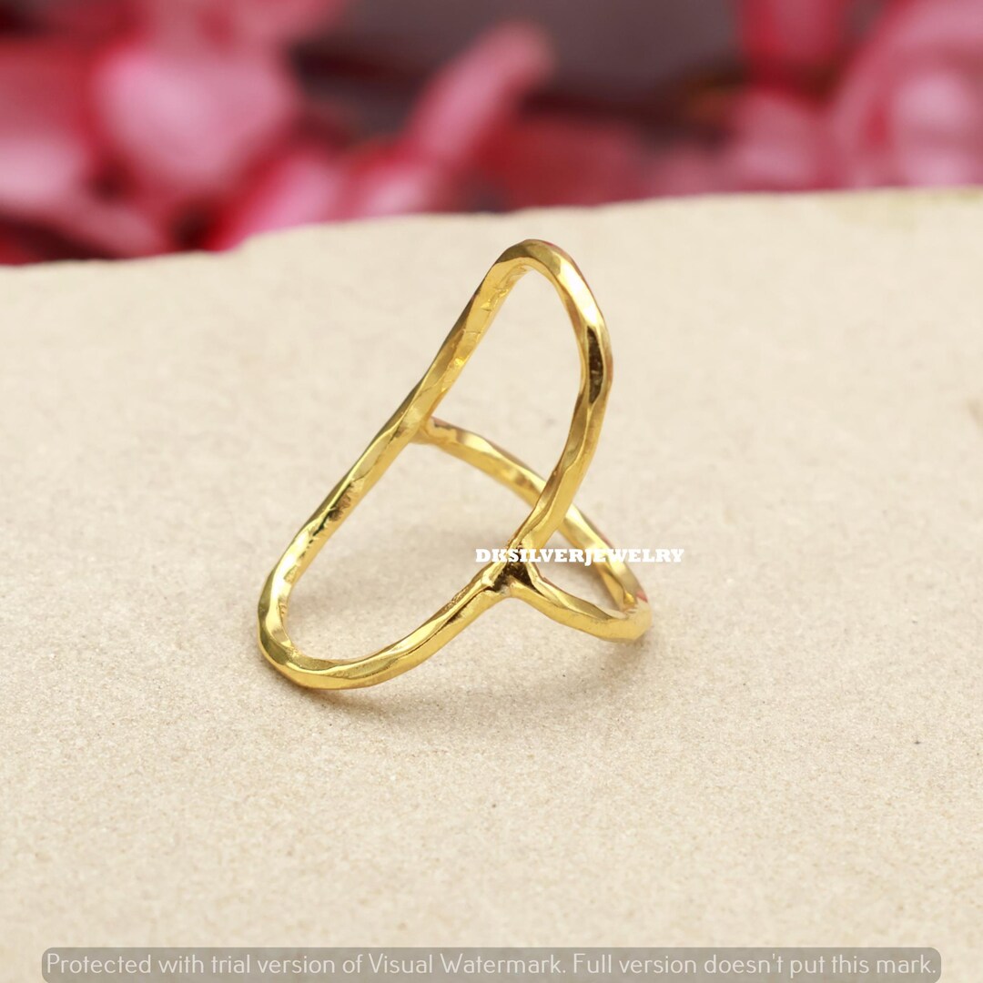 Large Open Circle Oval Ring, Oversized Oval Ring, 14k Gold Filled Open ...