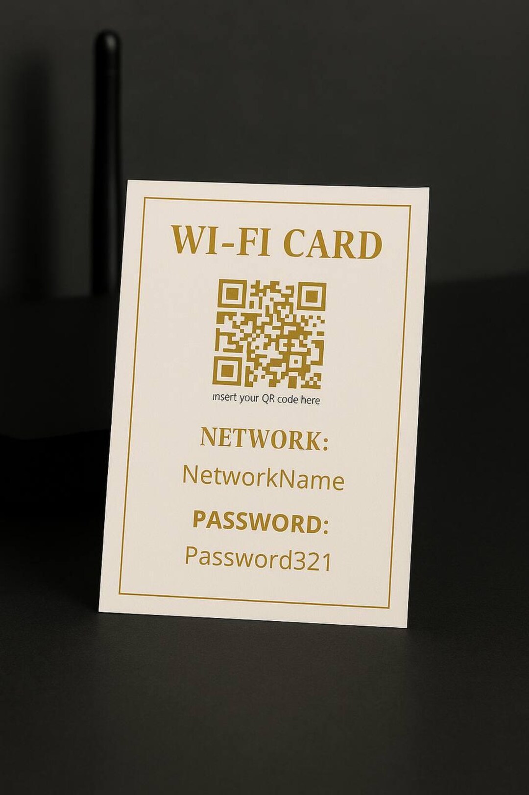 Elegant Gold Border Wifi Password Sign - Airbnb Host Template (digital ...