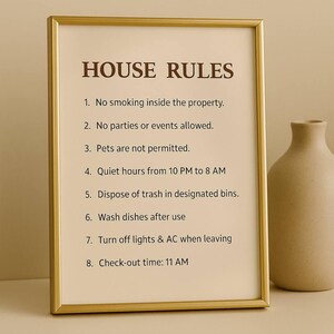 House Rules Sign Printable | Minimalist Guest Rules for Airbnb ...