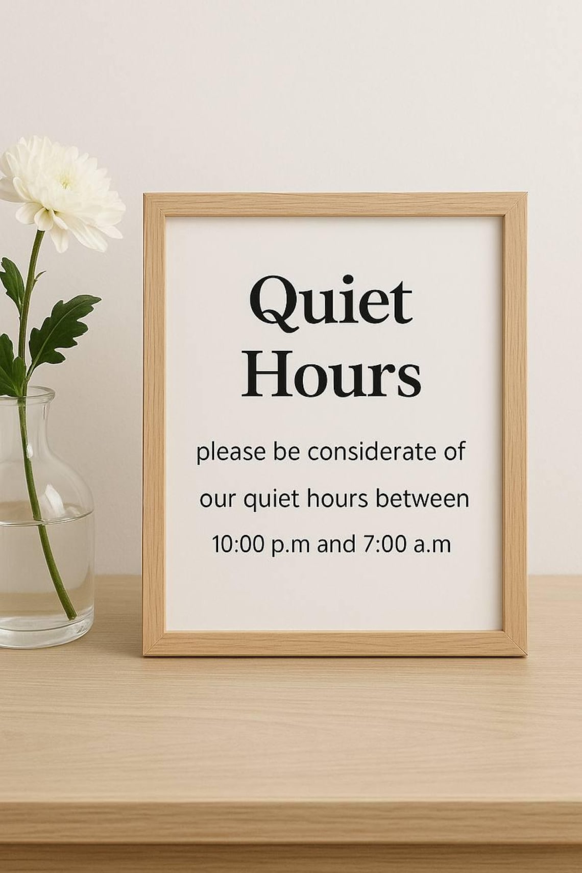 Minimalist Quiet Hours Sign: Airbnb Guest House Rules (digital Download ...