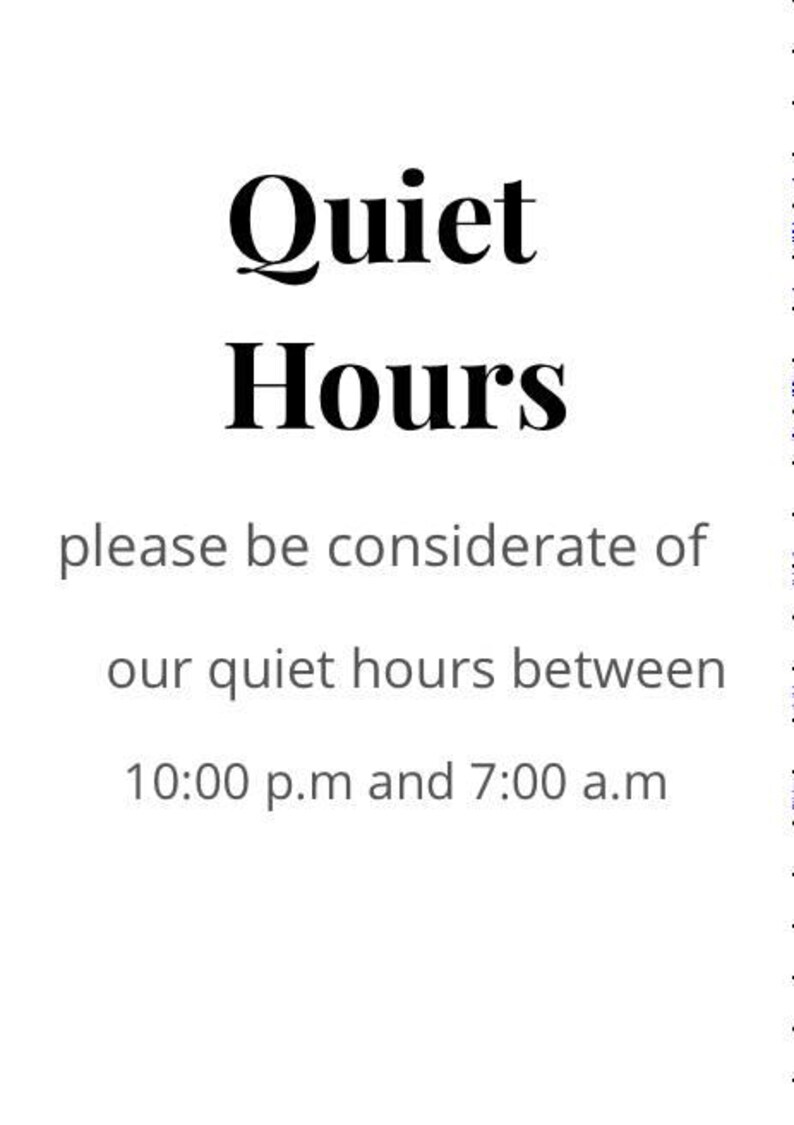 Minimalist Quiet Hours Sign: Airbnb Guest House Rules (digital Download ...