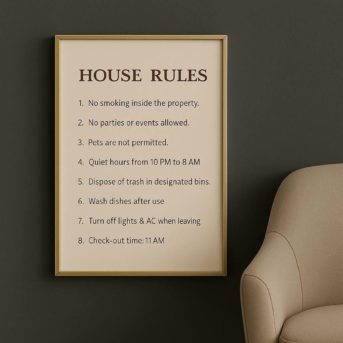 House Rules Sign Printable | Minimalist Guest Rules for Airbnb ...