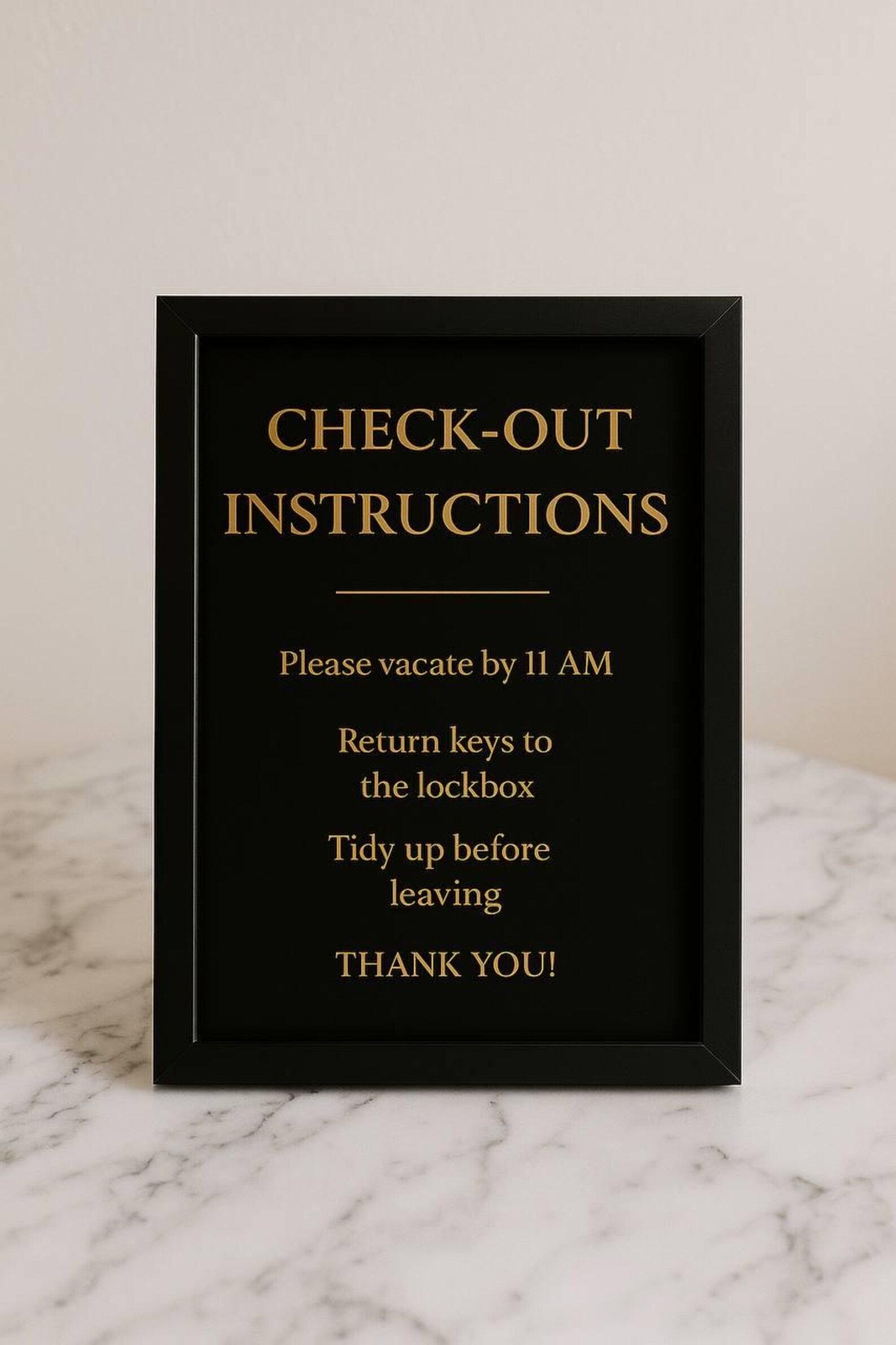 Black and Gold Check-out Instructions Sign | Airbnb Printable (instant ...