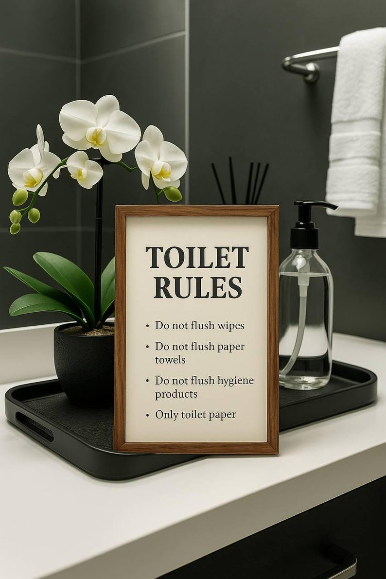 Toilet Rules Sign | Bathroom Printable, Guest Bathroom Decor - Etsy