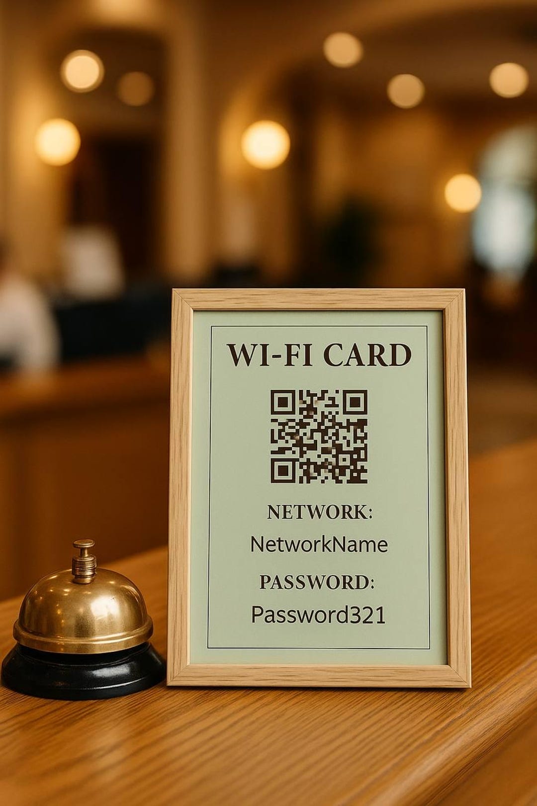 Wi-fi Sign With QR Code | Editable Wifi Password Template | Sage Green ...