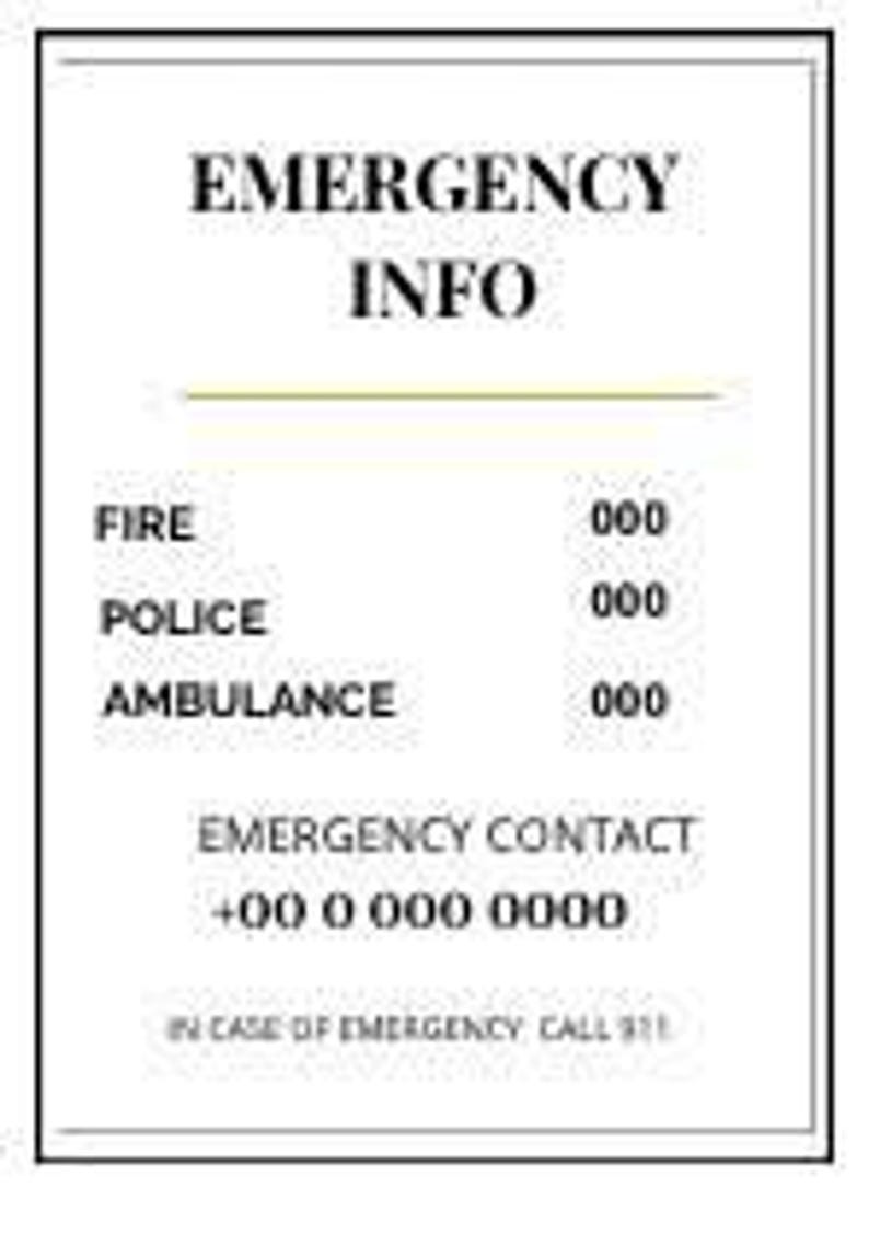 Emergency Contact Sign Printable: Black, White & Gold Airbnb Safety ...