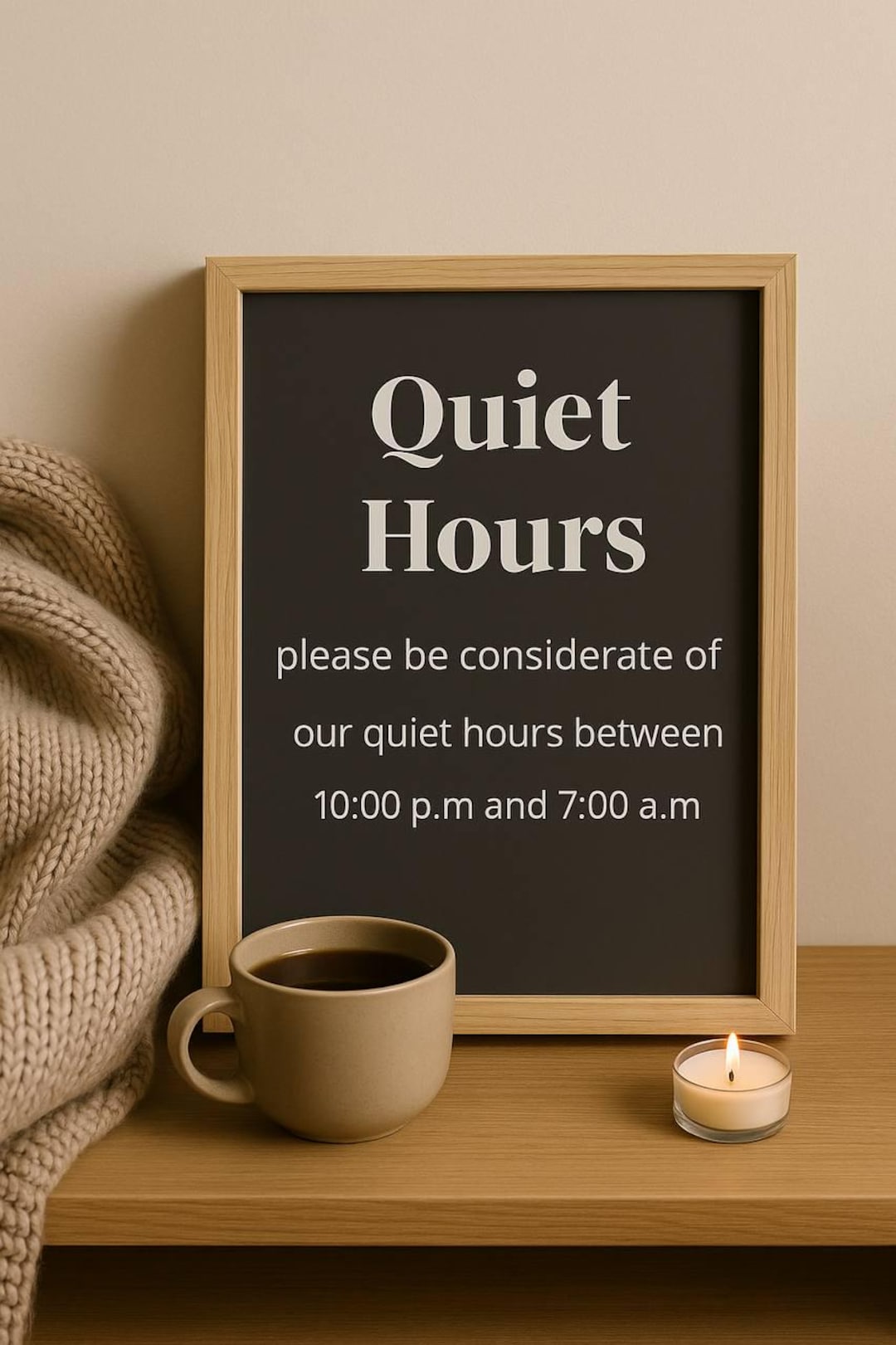 Quiet Hours Sign Printable | Graphite Black Airbnb Rules Card ...