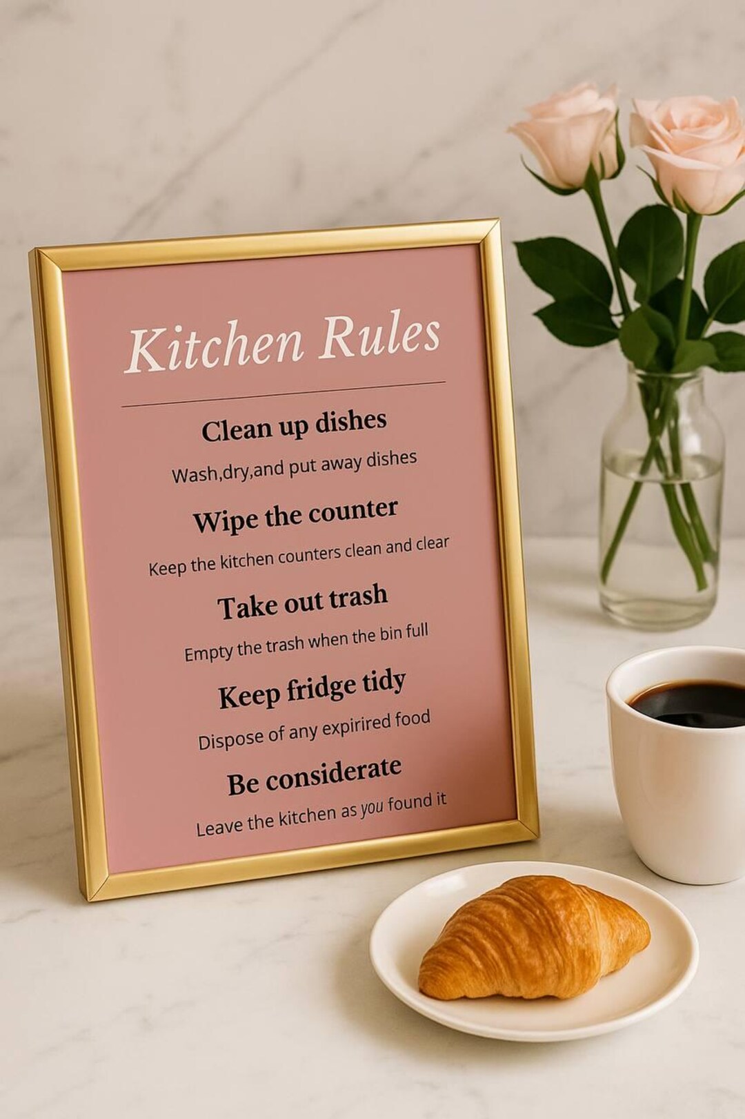 Kitchen Rules Sign | Printable Kitchen Wall Art | Minimalist Home Decor ...