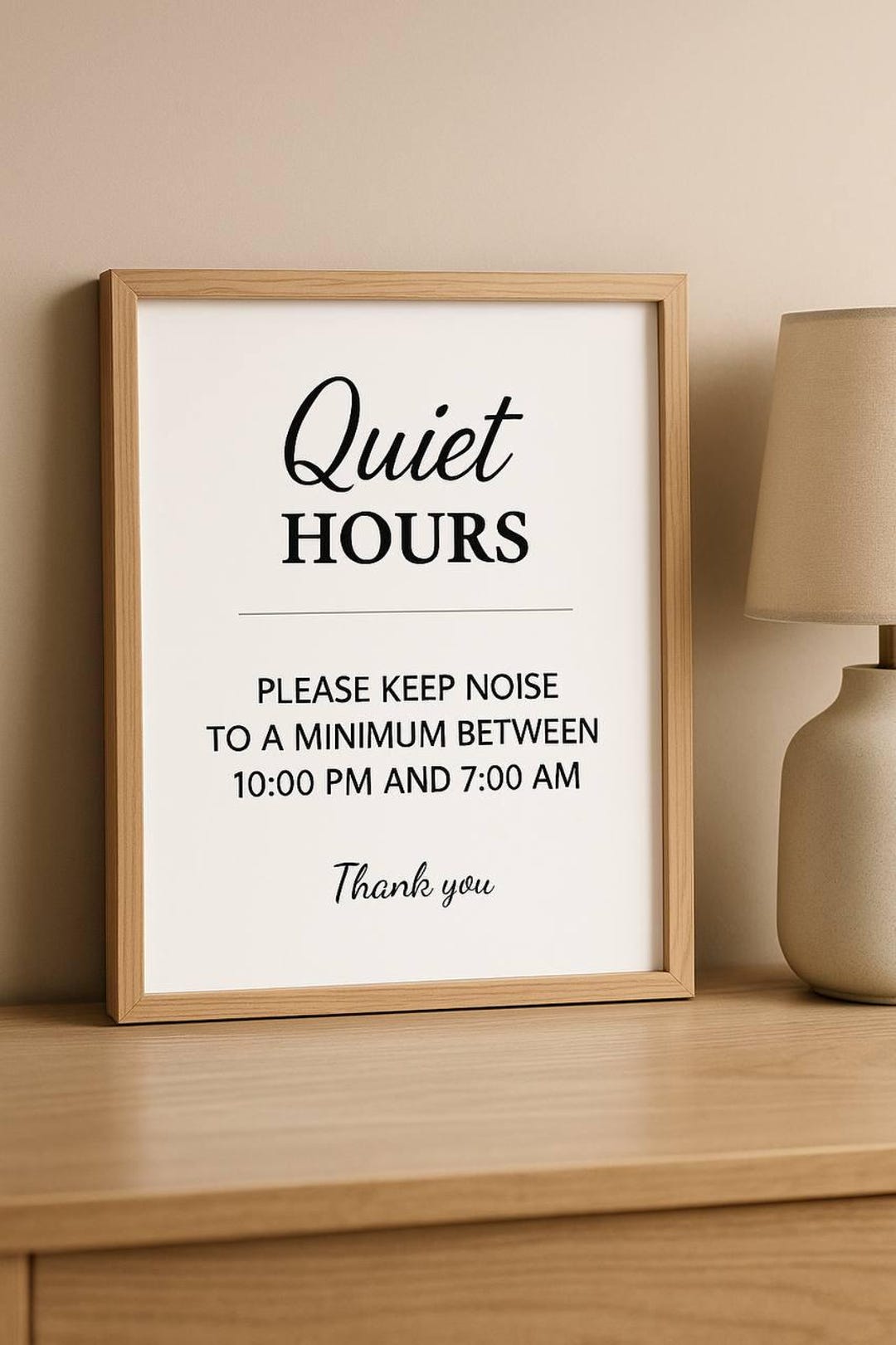 Quiet Hours Sign Printable | Minimalist Noise Policy Poster | Airbnb ...