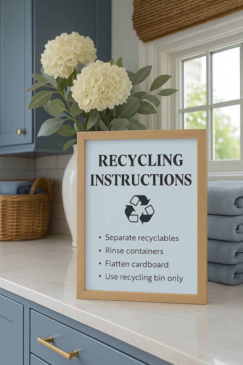 Recycling Instructions Sign • Printable Waste Sorting Guide - Etsy