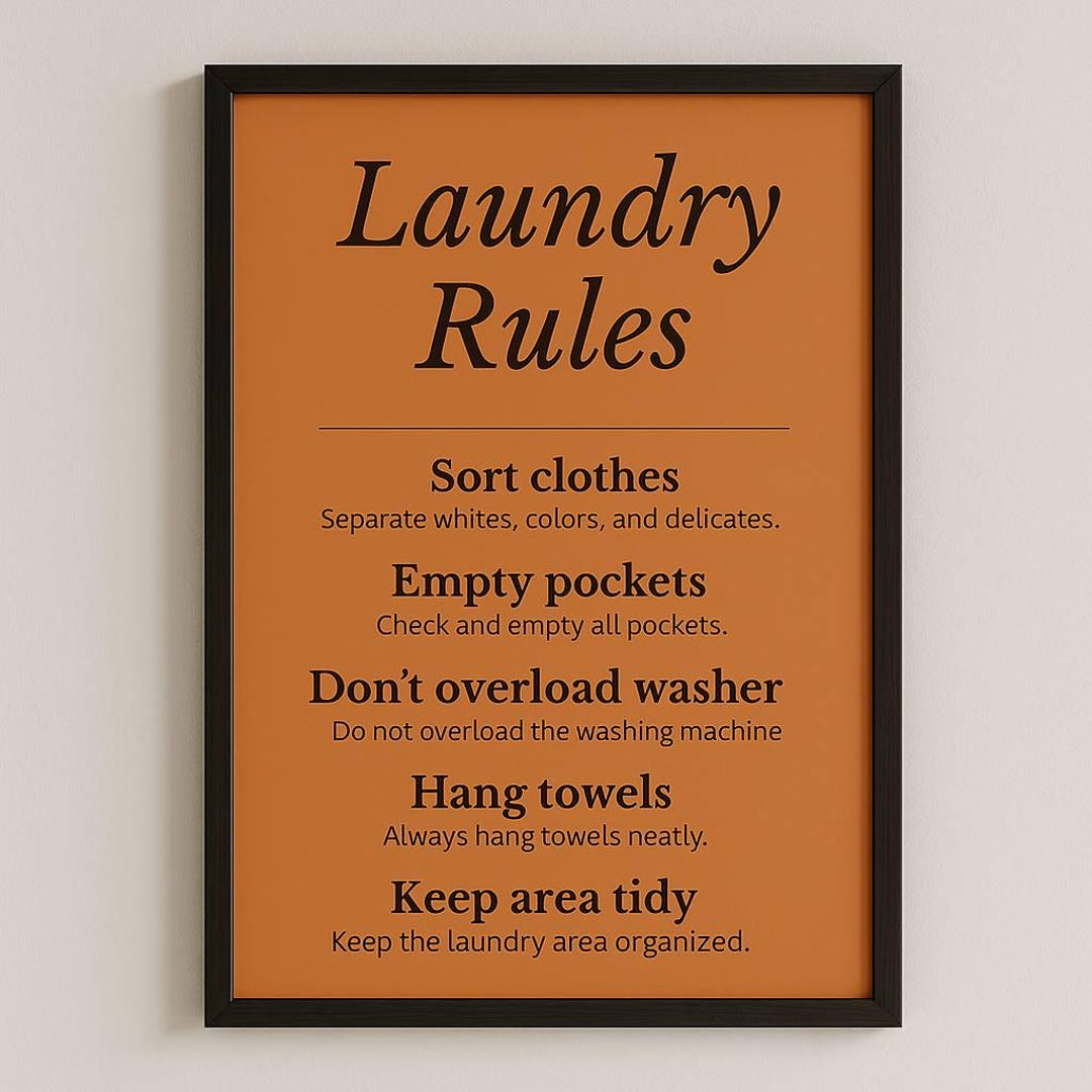 Terracotta Laundry Room Rules Sign: Airbnb Printable Wall Art (PDF ...