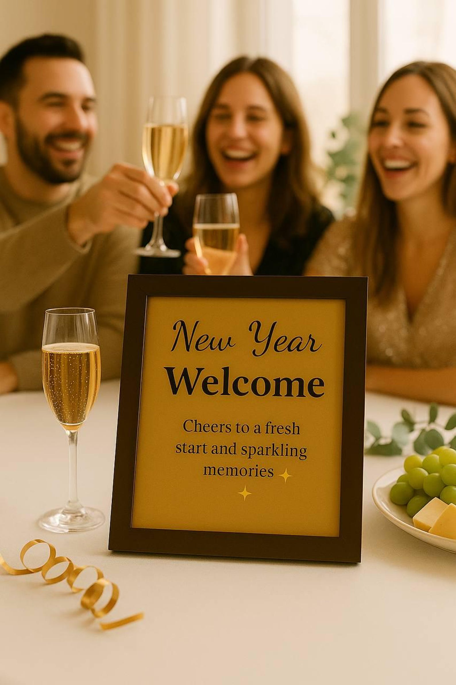 New Year Welcome Sign | Gold Printable Wall - Etsy
