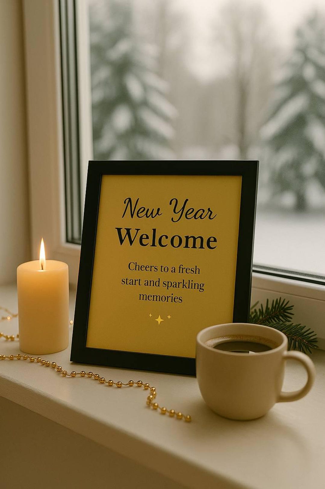 New Year Welcome Sign | Gold Printable Wall - Etsy