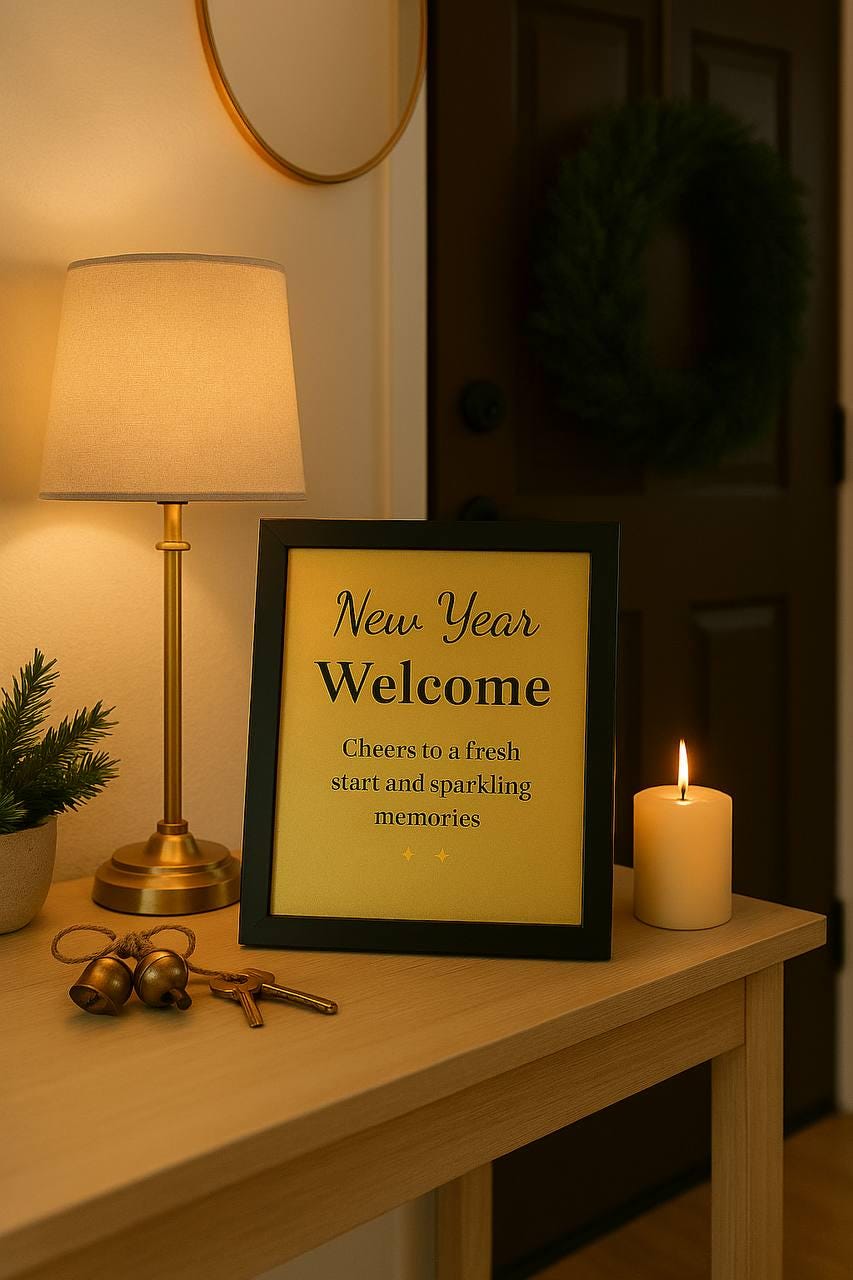 New Year Welcome Sign | Gold Printable Wall - Etsy