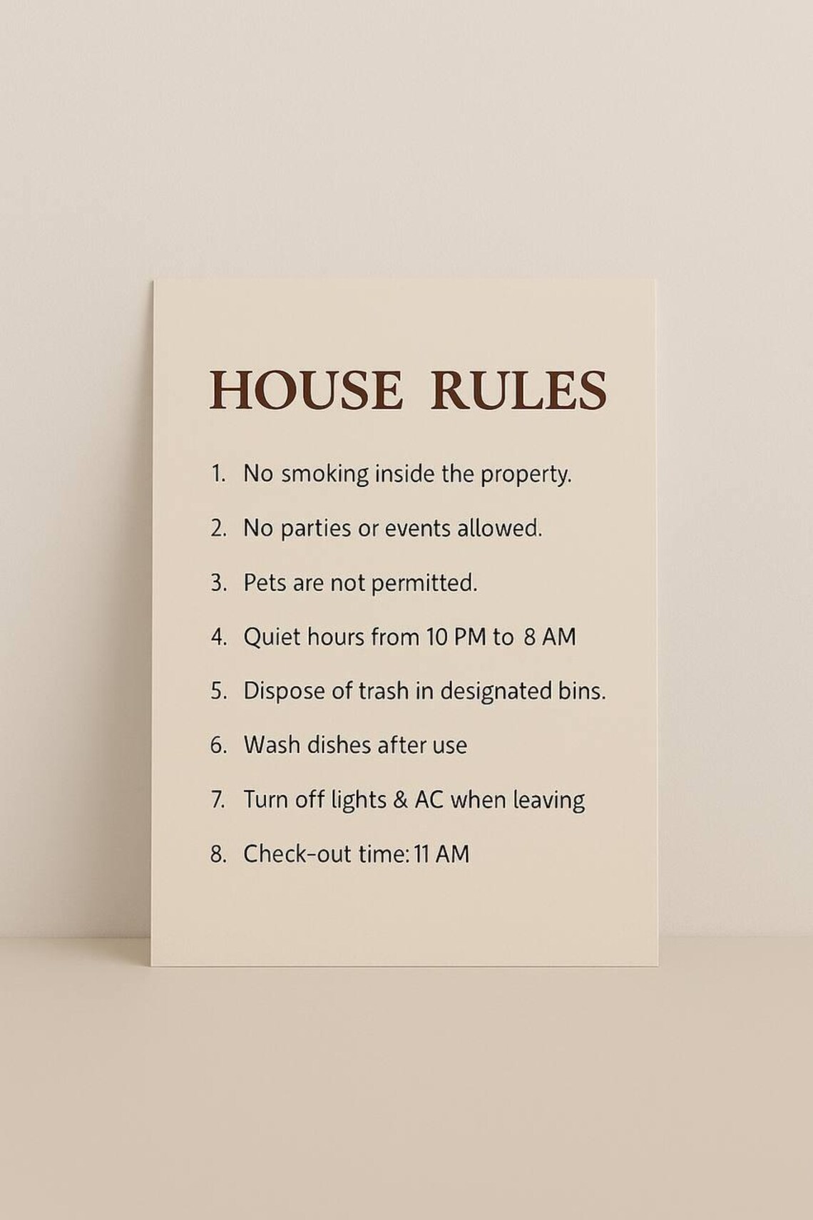 House Rules Sign Printable | Minimalist Guest Rules for Airbnb ...