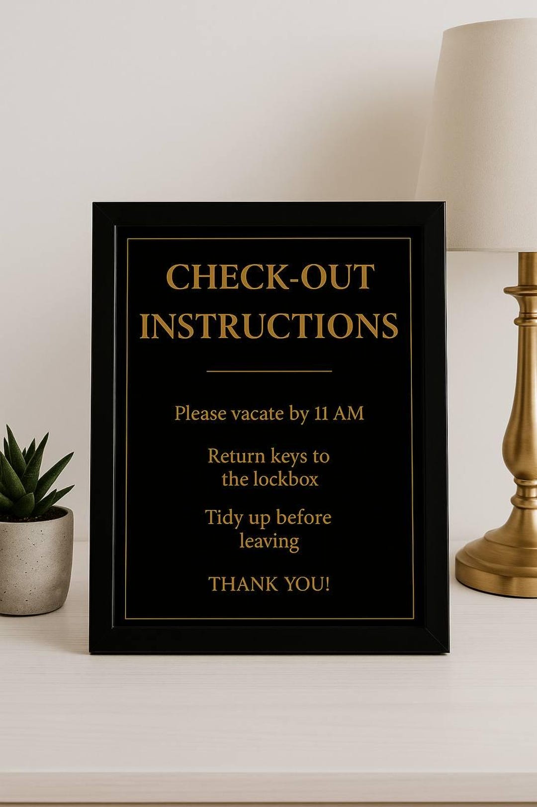 Black and Gold Check-out Instructions Sign | Airbnb Printable (instant ...