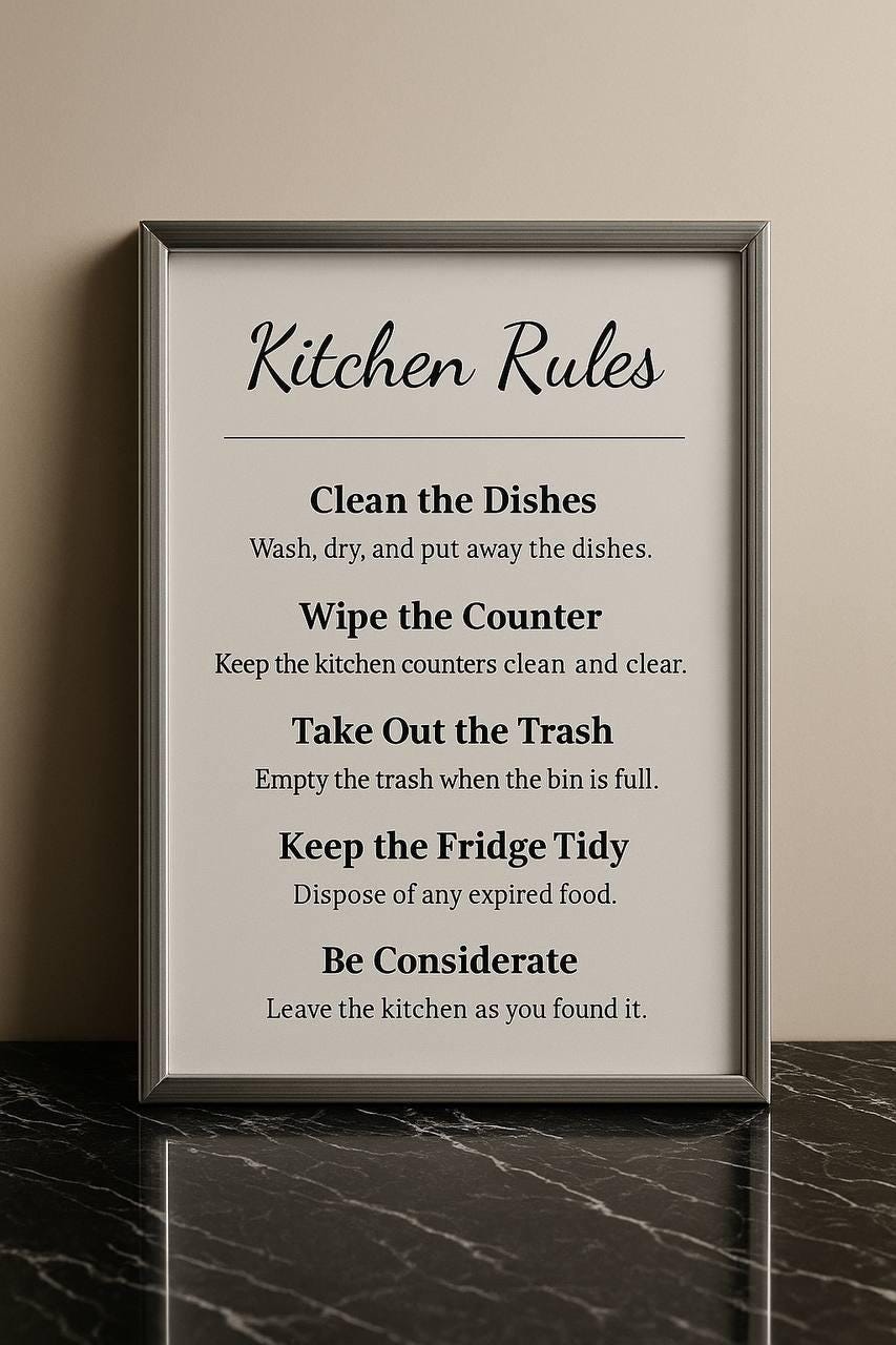 Kitchen Rules Sign Printable | Minimalist Gray Wall Art | Editable ...