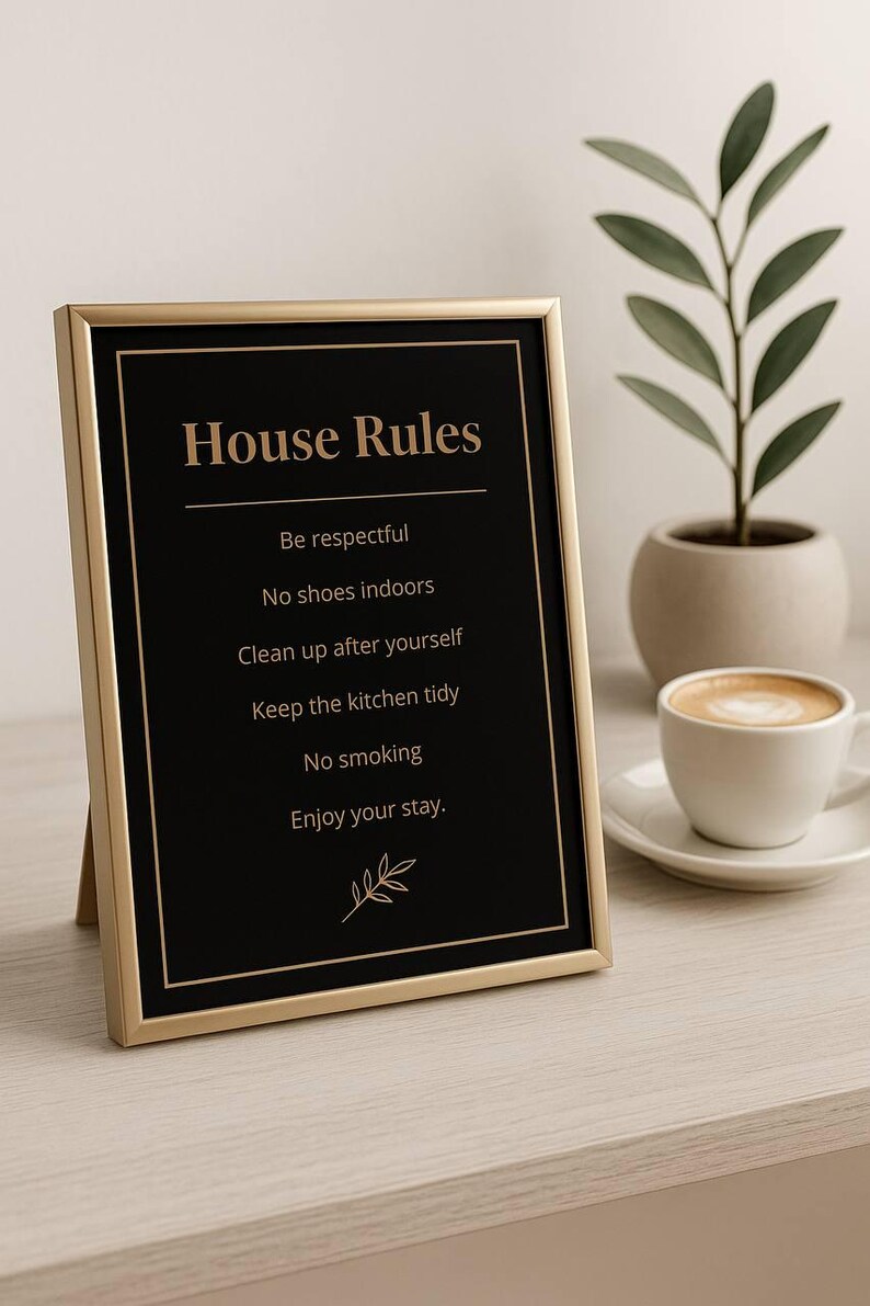 House Rules Sign Black and Gold | Luxury Printable Airbnb Rules ...