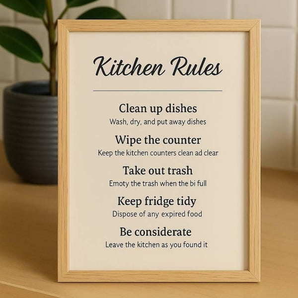 Kitchen Rules Sign - Etsy
