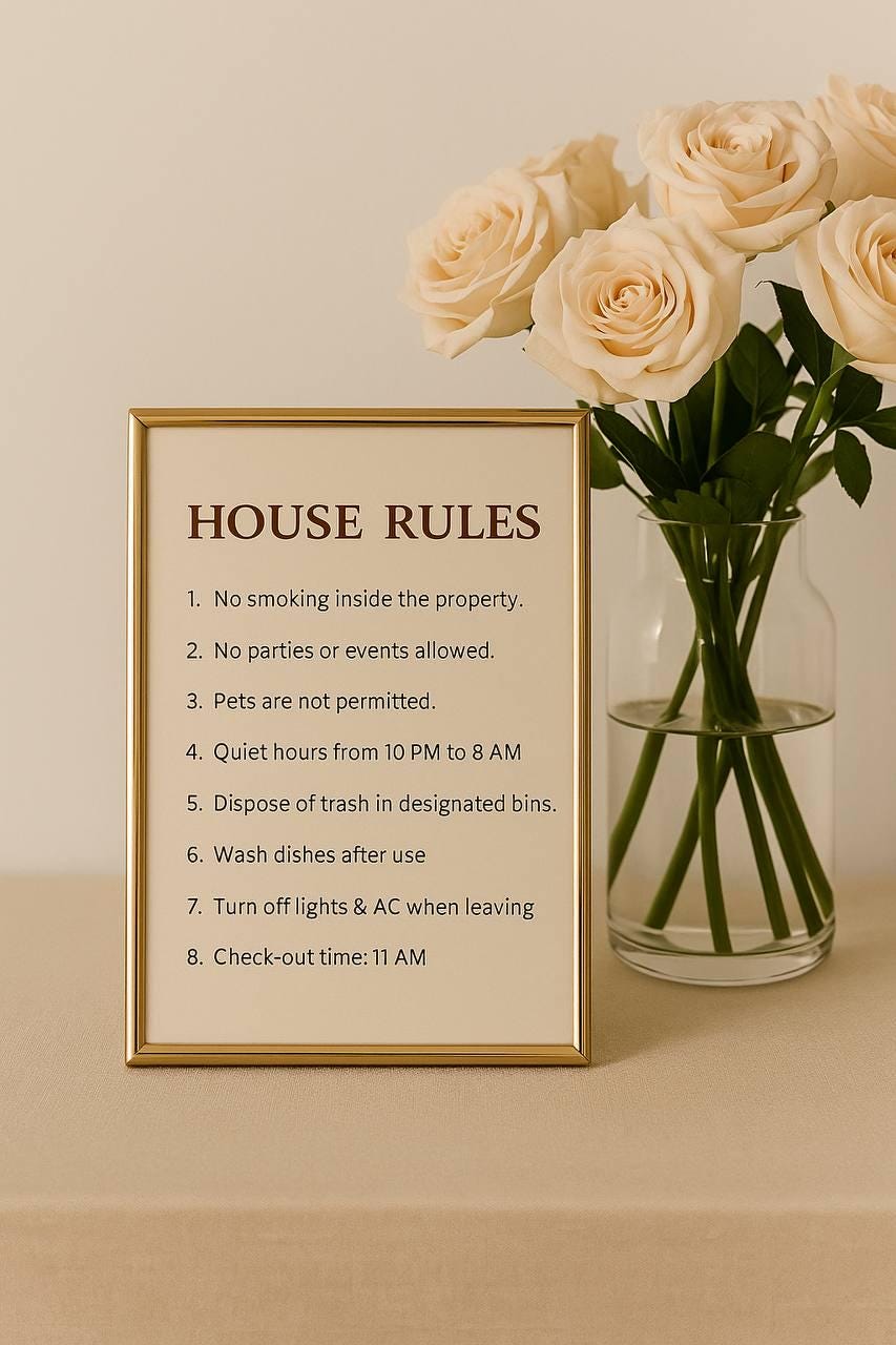 House Rules Sign Printable | Minimalist Guest Rules for Airbnb ...