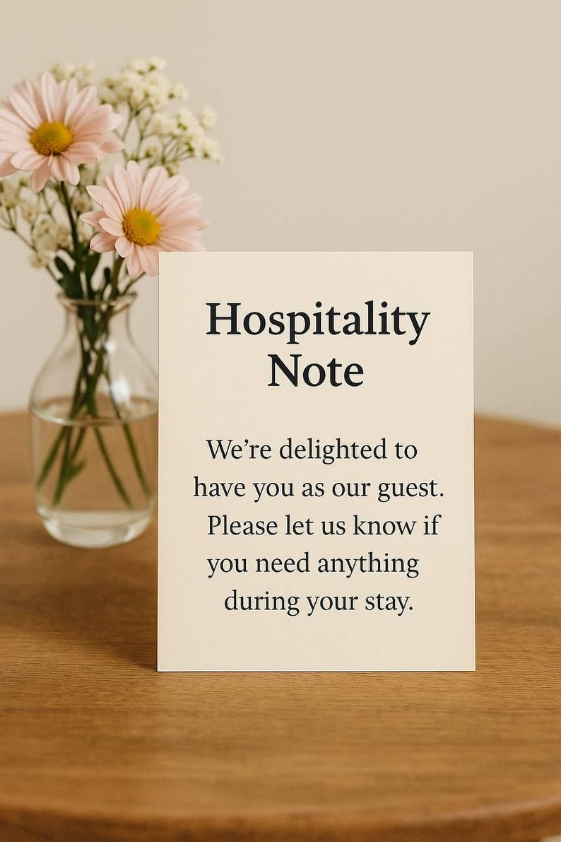 Airbnb Welcome Card: Printable Hospitality Note for Vacation Rental ...