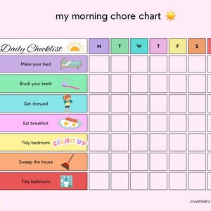 Kids Morning Chores Chart - Etsy