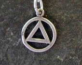 Sterling Silver Alcoholic Anonymous AA Pendant on a Sterling - Etsy
