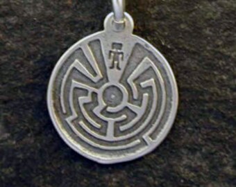 Sterling Silver Large Indian Maze Pendant on a Sterling Silver | Etsy