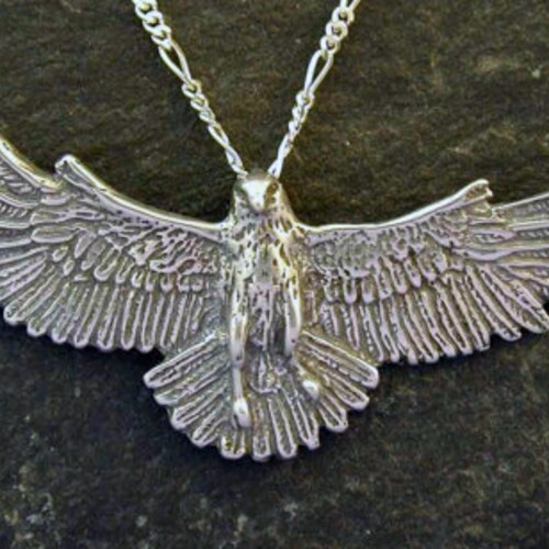 Sterling Silver Large Hawk Pendant With a Sterling Silver - Etsy