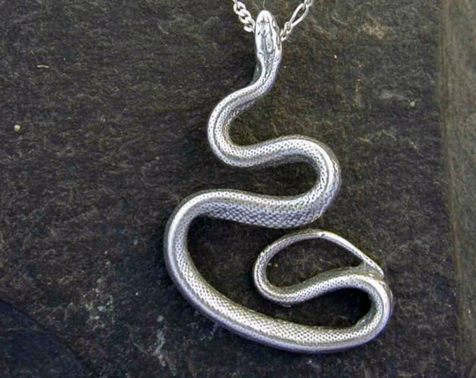 Sterling Silver Snake Pendant on a Sterling Silver Chain - Etsy