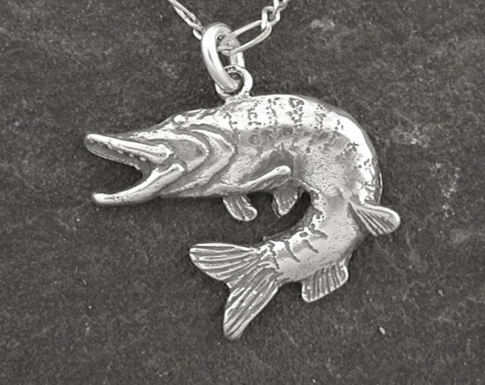 Sterling Silver Pike Fish Pendant on a Sterling Silver Chain - Etsy